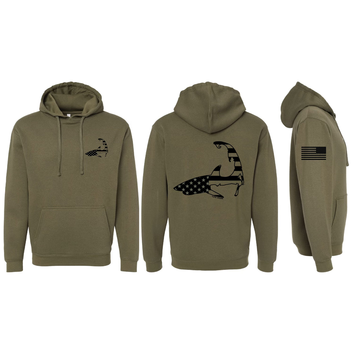 USA Shark - Unisex Heather Military Green Hood – Cape Shark